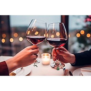 AUXO-FUN 12 Pieces Christmas Wine Glass Charms for Stemmed Goblets Glasses Drink Markers to Identify Your Drinks Bringing Cheers to Your Holiday Party