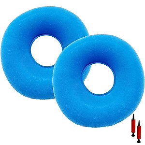 2 Pack Donut Pillow for Hemorrhoids, Inflatable Ring Donut Seat Cushion Pillow with A Pump, Hemorrhoid Seat Cushion, Round Wheelchairs Seat Cushion for Home, Car or Office Chair (15" Light Blue)