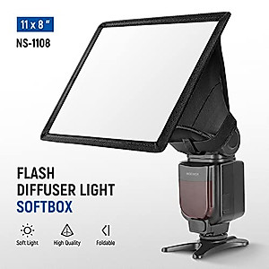 NEEWER Flash Diffuser Light Softbox 11" x 8", Universal, Collapsible with Storage Pouch Compatible with Canon Nikon Sony Godox Yongnuo NEEWER speedlight