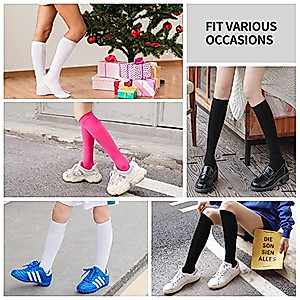 GRAPMKTG 3 Pack Softball Soccer Baseball Socks for Youth Men and Women Football Knee High Socks for Kids Adult Tube Socks for Boys Girls White Medium