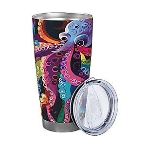 AYCZN Sea Octopus 20 OZ Tumbler Stainless Steel Travel Coffee Mug, Ocean Animal Insulated Water Bottle with Lid and Straws Leakproof Thermal Cup