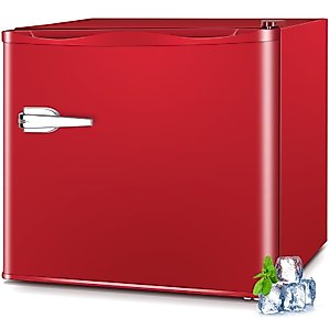 LHRIVER Mini Freezer Compact Upright Freezer, 1.2Cu.ft Small Freezer with Handle, Removable Shelves, Adjustable Thermostat Low Noise Mini Freezers for Bedroom, Apartment, Home, Office, Red