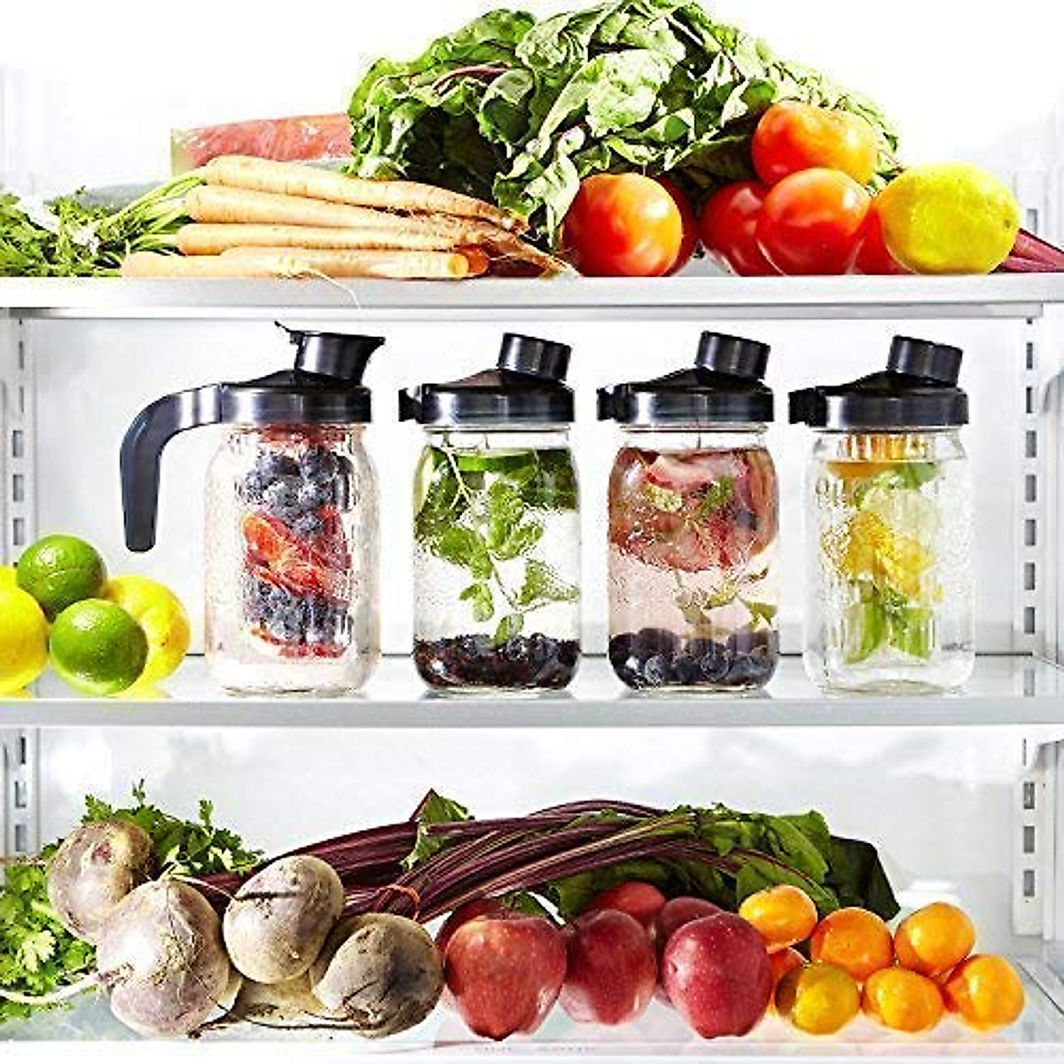 Nourished Essentials Fruit Infuser Water Bottle - with 35 oz Thermal Jar - Compatible with All Glass Wide Mouth Mason Jars - BPA Free - Infuse water, for sport, outdoor and indoor recreation