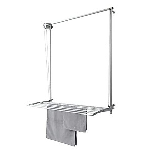 foxydry Wall Mounted Clothes Drying Rack, Pulley Clothes Airer Wall, Vertical Drop Down Laundry Drying Rack (100)