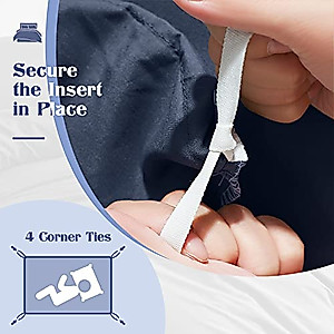 Yastouay Duvet Cover Set Twin Size Soft and Comforter Duvet Cover 100% Washed Microfiber Duvet Covers with Zipper Closure and Corner Ties Bedding Cover Set (68x90 inches, Navy Blue)