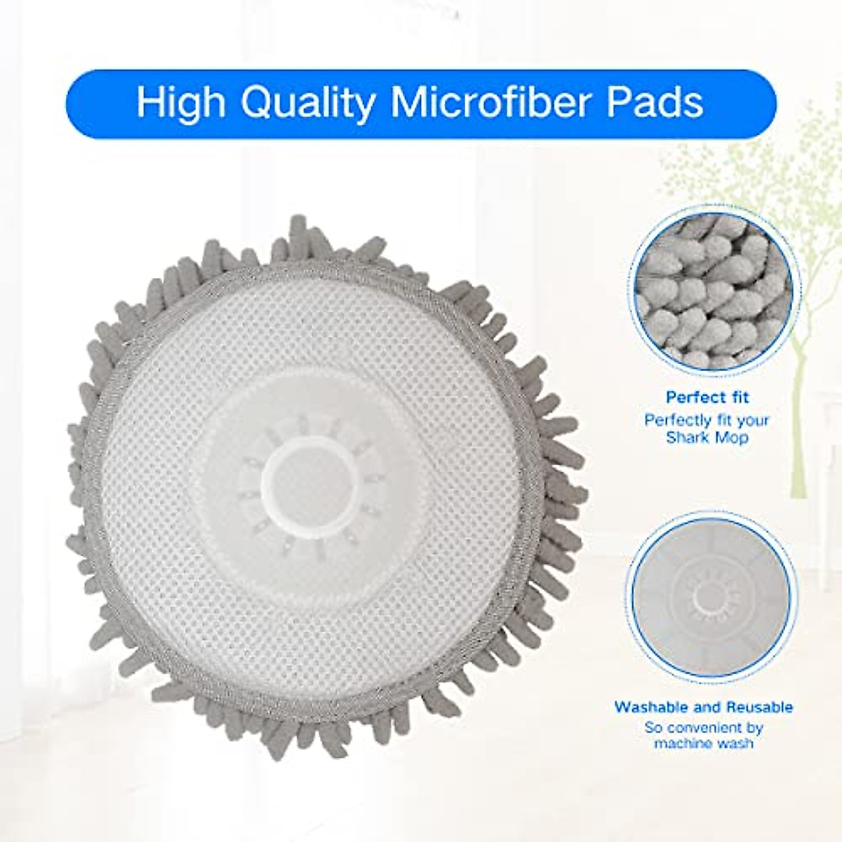 Home Times Replacement Steam Mop Pads for Shark S7000AMZ S7001 Soft Mop Cloth Reusable Steam Cleaning Pads(4 Soft Pads)