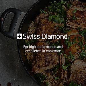 Swiss Diamond 11" (5.3 Qt) Braiser HD Nonstick Diamond Coated Aluminum Braiser, Includes Lid - Dishwasher Safe and Oven Safe Braiser, Grey