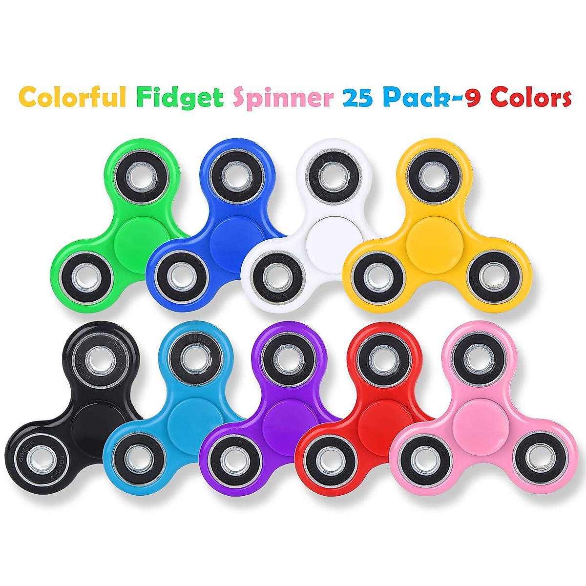 SCIONE Fidget Spinners, 25 Pack Birthday Party Gifts for Adults and Kids, Prize for Classroom, Valentine Party Favors for Kids, Stress Anxiety ADHD Relief Fidgets Toy, Finger Hand Spinner Toys