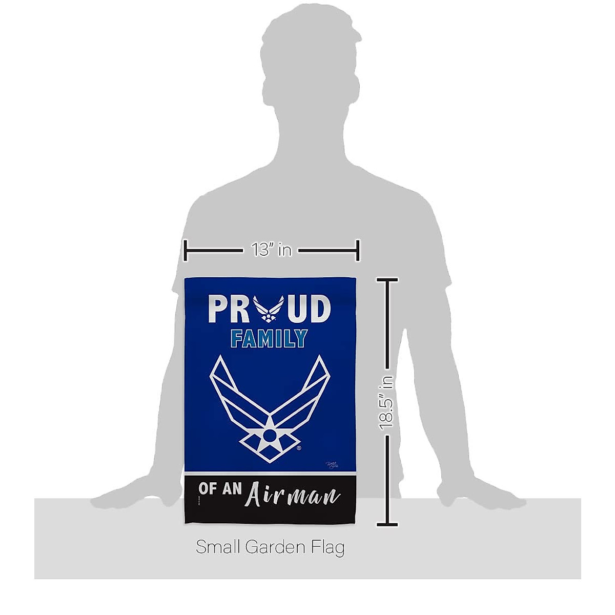 Proud Family Airman Garden Flag - Armed Forces Air Force USAF United State American Military Veteran Retire Official - House Decoration Banner Small Yard Gift Double-Sided Made In USA 13 X 18.5