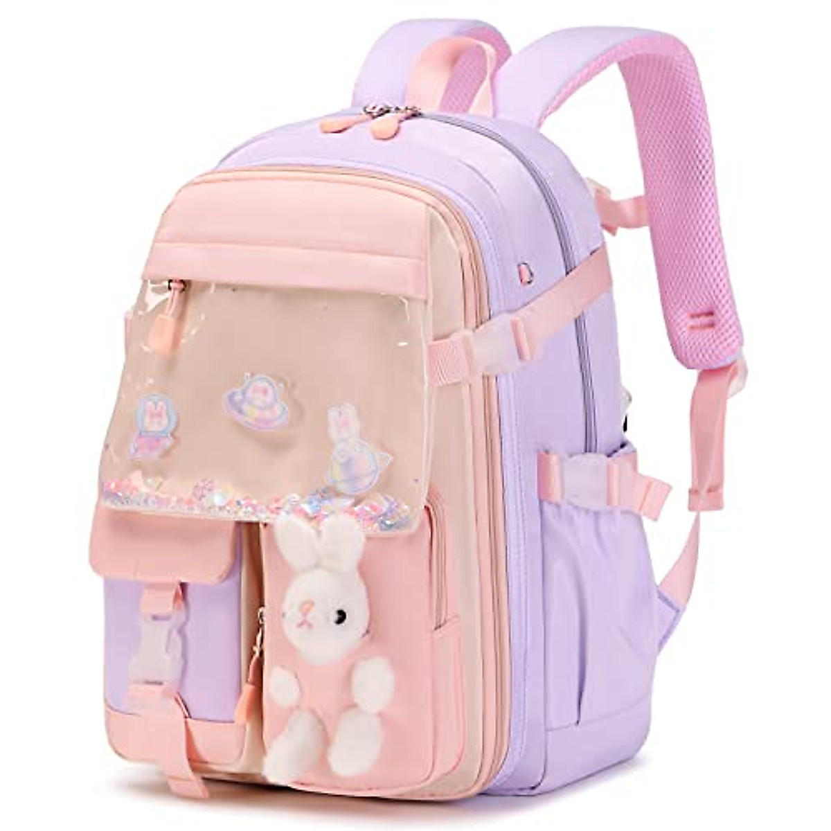 nine-tailed fox Bunny Backpack for Girls,Cute Backpack Little Girl Kindergarten Preschool Elementary School Bookbag Set (Only Backpack Purple)