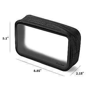 ProCase TSA Approved Travel Toiletry Bag Pouch, Matte Clear Travel Organizer Airport Carry-On Checkpoint Airline Compliant Storage Bag for Toiletries Liquids Creams and Cosmetics -Black