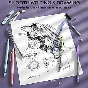 Nicpro 26 PCS Pastel Mechanical Pencil 0.5 mm & 0.7 mm with Bag for School, Cute Mechanical Pencils with 6 Tubes HB Lead Refills, 18 Pcs Eraser Refills For Student Writing, Drawing, Sketching