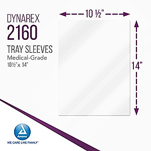 Dynarex Tray Sleeves, Tattoo and Dental Tray Sleeves, Made of Clear Plastic, Barrier Between Tray and Instruments, Medium, 10 ½” x 14”, 1 Box of 500