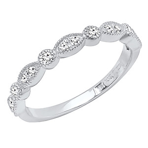 Dazzlingrock Collection 0.25 Carat (ctw) Round White Diamond Vintage Style Wedding Band for Women in 18K White Gold, Size 9