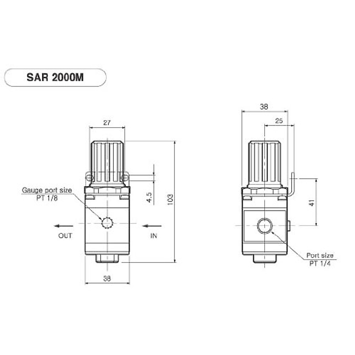 PneumaticPlus SAR2000M-N02BG Miniature Air Pressure Regulator 1/4" NPT - Gauge, Bracket