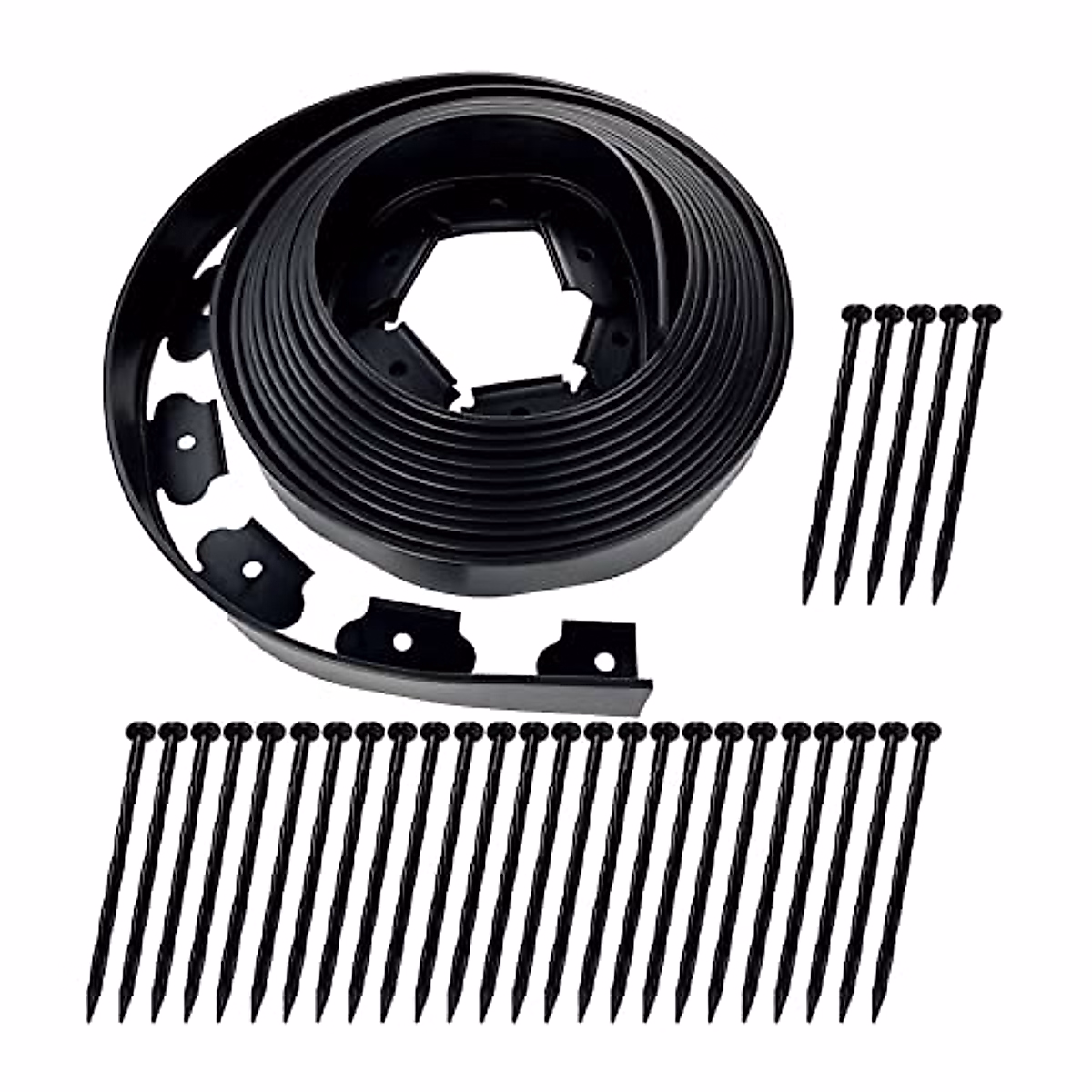 Hugeleaf Garden Flex Lawn Edging, Paver Edging, No-Dig, Landscape Edging, Plant Border, Garden Edging, Flower Bed Edging, Length 30 Feet Black