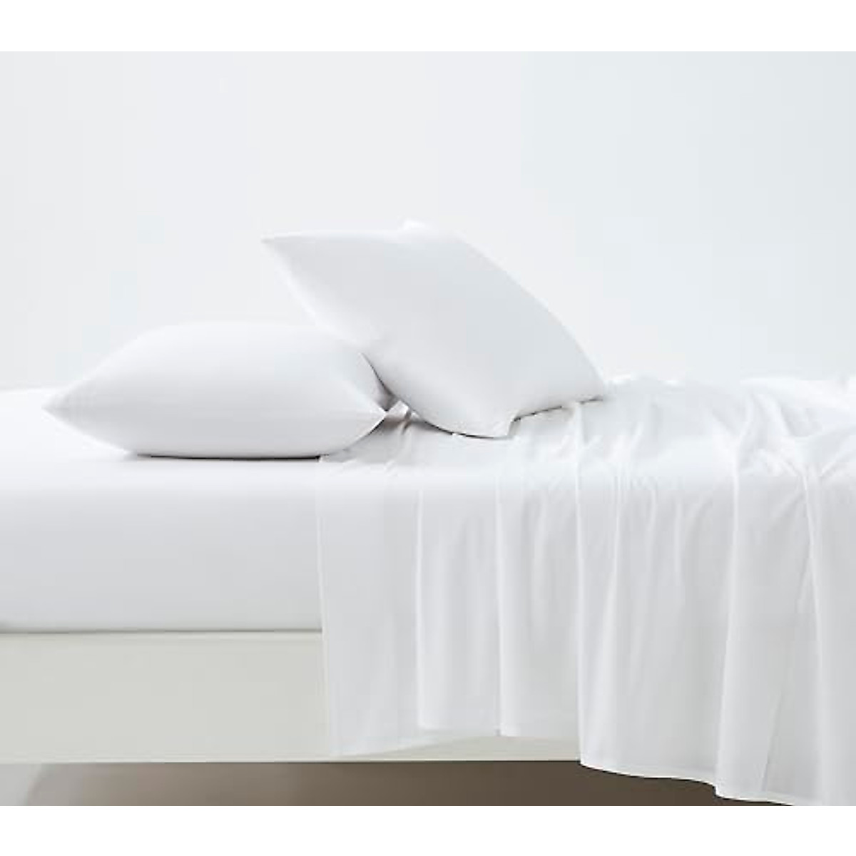 Linen Closet Luxury Cotton 144 Thread Count Organic Cotton 4-Piece Sheet Set, Queen, Arctic White