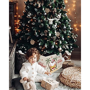 Christmas Santa Christmas Tree Collars for Artificial Trees,Christmas Tree Ring Xmas Tree Base Stand Cover Tree Skirts for Xmas Tree Decorations Holiday Summer Tropical Beach Palm Tree 14.5" x 10"