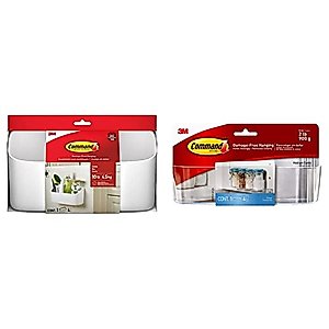 Command Large Organizing Caddy, Organize Damage-Free, Heavyweight Hanging up to 10lbs & Medium Caddy, Clear, with 4 Clear Indoor Strips, Organize Damage-Free