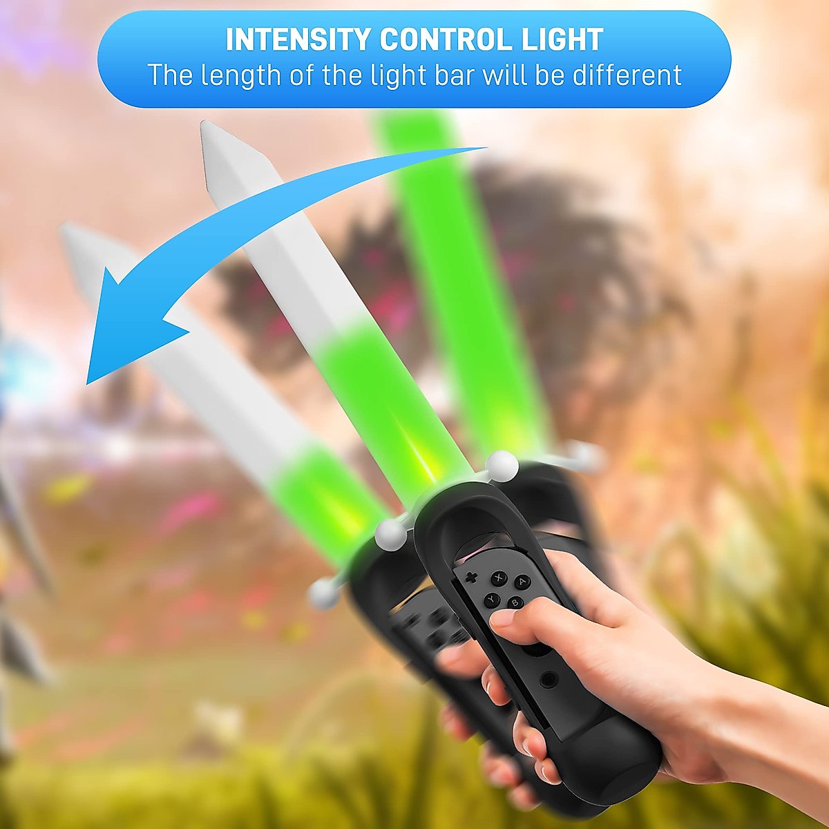 RHOTALL Game Sword for The Legend of Zelda: Skyward Sword HD Compatible with Nintendo Switch and Switch OLED Right Joycon Controller, Game Accessories Handle Grip with LED Design - Black