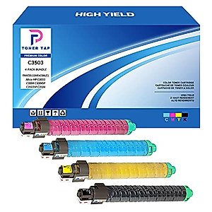Toner Tap High Yield for Ricoh Aficio MP C3003 C3004 C3004SP C3503SP C3504 (4 Pack Bundle) 841813 841816 841815 841814 Compatible Replacements