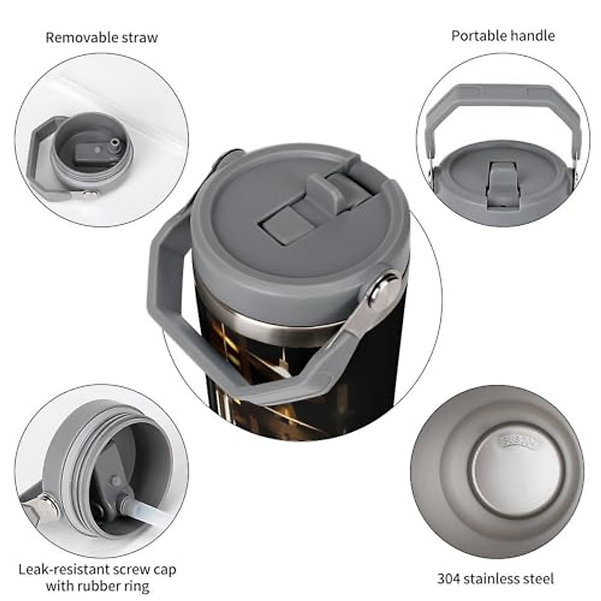 YTLKGFP 30 Oz Large Capacity Car Cup Drum Set Tumbler with Handle Straw Lid Insulated Stainless Steel Water Bottle Travel Mug Leak-proof Car Cup Keeps Cold Or Hot