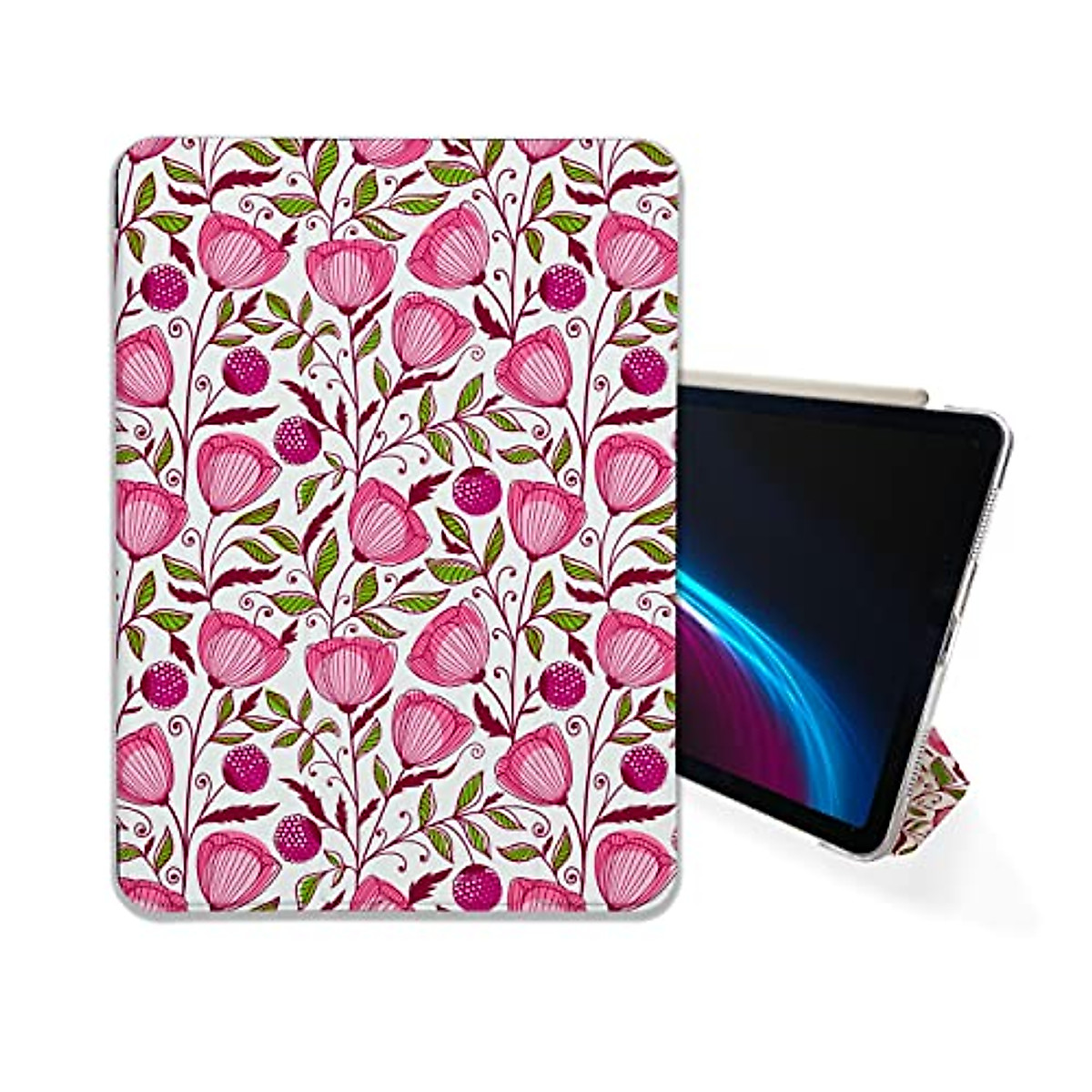 Kawaii Pink Flower Cute Berry case Compatible with iPad Mini Air Pro 7.9 8.3 9.7 10.2 10.9 11 12.9 inch Pattern Cover New 2022 2021 Trifold Stand 3 4 5 6 7 8 9 Generation 465 (11" Pro 1/2/3 gen)