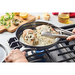 KitchenAid NITRO Carbon Steel Frying Pan/Skillet, Stainless Steel Handle, Compatible with All Cooktops, 10 Inch Open Fry Pan - Black