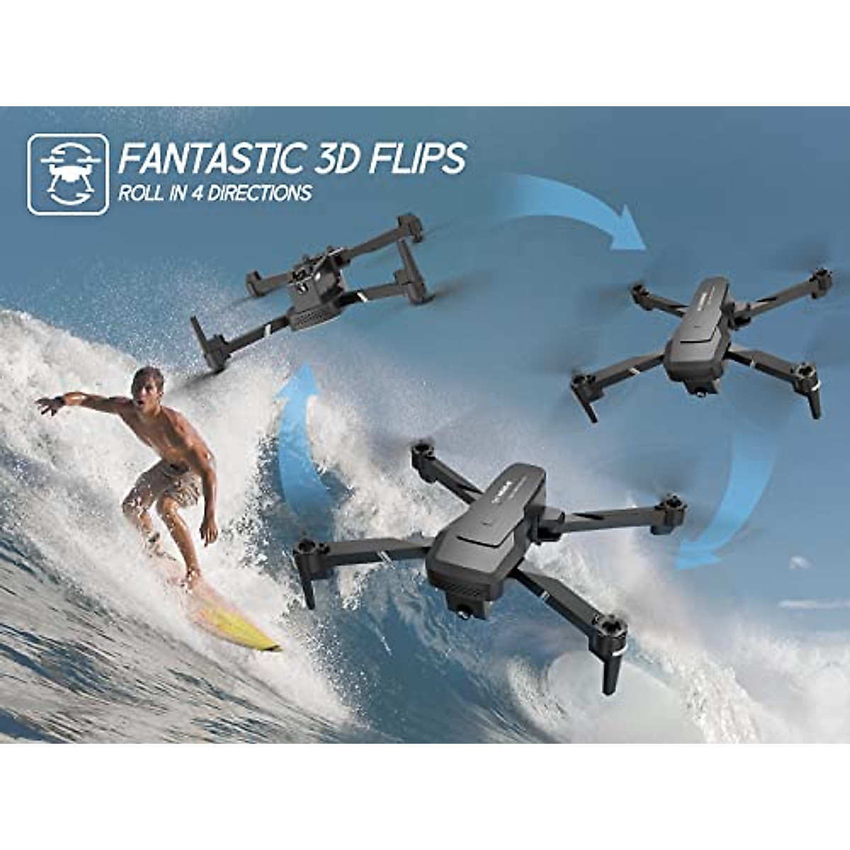 NEHEME NH760 Drones with 1080P HD Camera for Adults, WIFI FPV Live Video, RC Quadcopter Foldable Drones for Kids Beginners, Headless Mode, One Key Start Toys Gifts with 2 Batteries, Upgraded Version