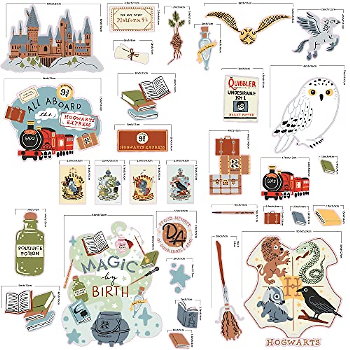 Conquest Journals Harry Potter Magic by Birth Window Clings, Over 30 Individual Window Clings to Celebrate Your Little Keeper, Reusable, No Residue