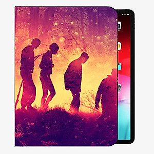 Wugao New iPad Pro 12.9 Case 2021(5th Gen) with Pencil Holder,Sea Waves Dark Sky Auto Wake/Sleep Feature Standing Cover