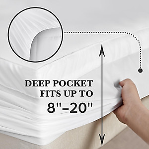 Hotel Grand Pillow Top Mattress Topper King Size - Waterproof Mattress Protector Quilted Fitted Mattress Pad Cover with 8-20 Inch Deep Pocket Down Alternative Fill (78x80 inch, White)