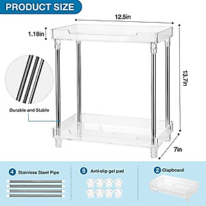 KPX Bathroom Makeup Organizer, Acrylic Cosmetics Storage Holder Rack Kitchen Utility Vanity Countertop Shelves for Room Organizers, Make Up, Home School, Dorm Room Office Essentials-Large(2-Tier)
