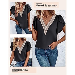 HBZDQB Satin Pajama Set for Women Short Sleeve Sleepwear Silk Soft Nightwear Comfy Loungewear daily Pjs Sets Fall Pyjama Black XL