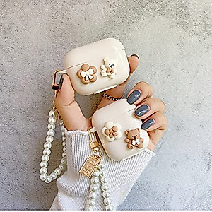 Fycyko Compatible with AirPods Case with Girls Cute Simple 3D Bear Design Smooth Soft TPU Keychain Cover Case for Airpods 2 &1,Cute for Airpods-Brown Bear