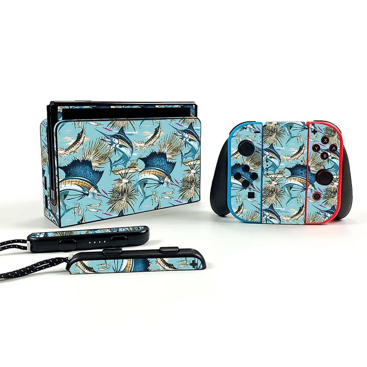 MightySkins Skin Compatible with Nintendo Switch OLED - Island Fish | Protective, Durable, and Unique Vinyl Decal wrap Cover | Easy to Apply, Remove, and Change Styles | Made in The USA
