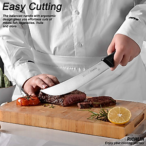 Richlin Butcher Knife,10-Inch Chef Knife Breaking Knife Steak Knife Cimiter Knives,Ultra Sharp Kitchen Knife Made of High Carbon Stainless Steel(Black)