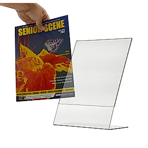 20 Pack Acrylic Sign Holder for 8.5" x 11" Literature Clear Slanted Plexiglass Countertop Graphic Image Side Load Display for Retail Stores Hotels Offices and Restaurants by Marketing Holders