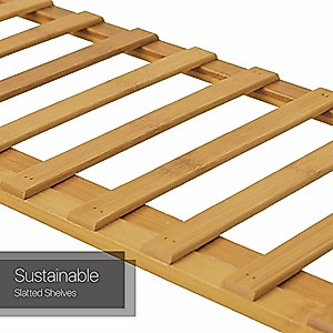 MoNiBloom Bamboo 5-Tier Wide Shoe Organizer Shelf, Stackable Shoes Shelf Storage Organize Installation-Free for Entryway, Hallway, Bedroom, Natural