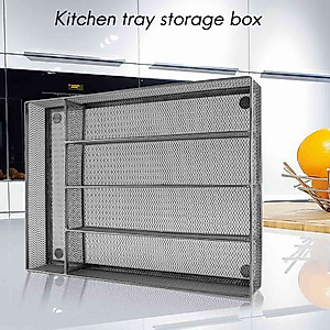 Sudemota Kitchen Drawer Organizer | 5 Compartments Utensil Mesh Trays - 12.57" x 9.23" No-Slipping Drawer Organization for Office