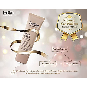 EverGlam K-Beauty Skin Perfector Korean BB Cream, Light Medium - Flawless, Natural Glow in Seconds | Multi-Function Tinted Moisturizer: Stays On All Day, Dewy, Water-Resistant, Oil-Controlling