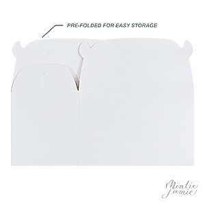 MintieJamie White Treat Boxes 1 Dozen White Boxes for Favor 8.5X5X5.5 Inches Large Handle Favor Boxes, Kids Party Favor Box, Party Box, Birthday Goodies Box, No Assembly Needed