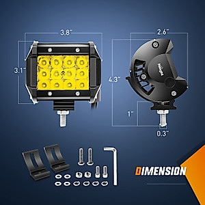 Nilight LED Light Bar 2Pcs 4 Inch 36W Yellow Flood Spot Combo Triple Row Driving Lamp Roof Bumper Off Road LED Work Lights Pods for Van Camper Wagon Car Pickup Golf Cart ATV UTV SUV Truck Boat 4x4