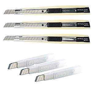 WEKOIL 30Pcs Snap Off Utility Knife Blades with 3 Pcs Delicate 9mm Auto Lock Art Knives Craft Cutters Box Paper Cutters Graphic Knife for Office Home Garage Warehouse,White