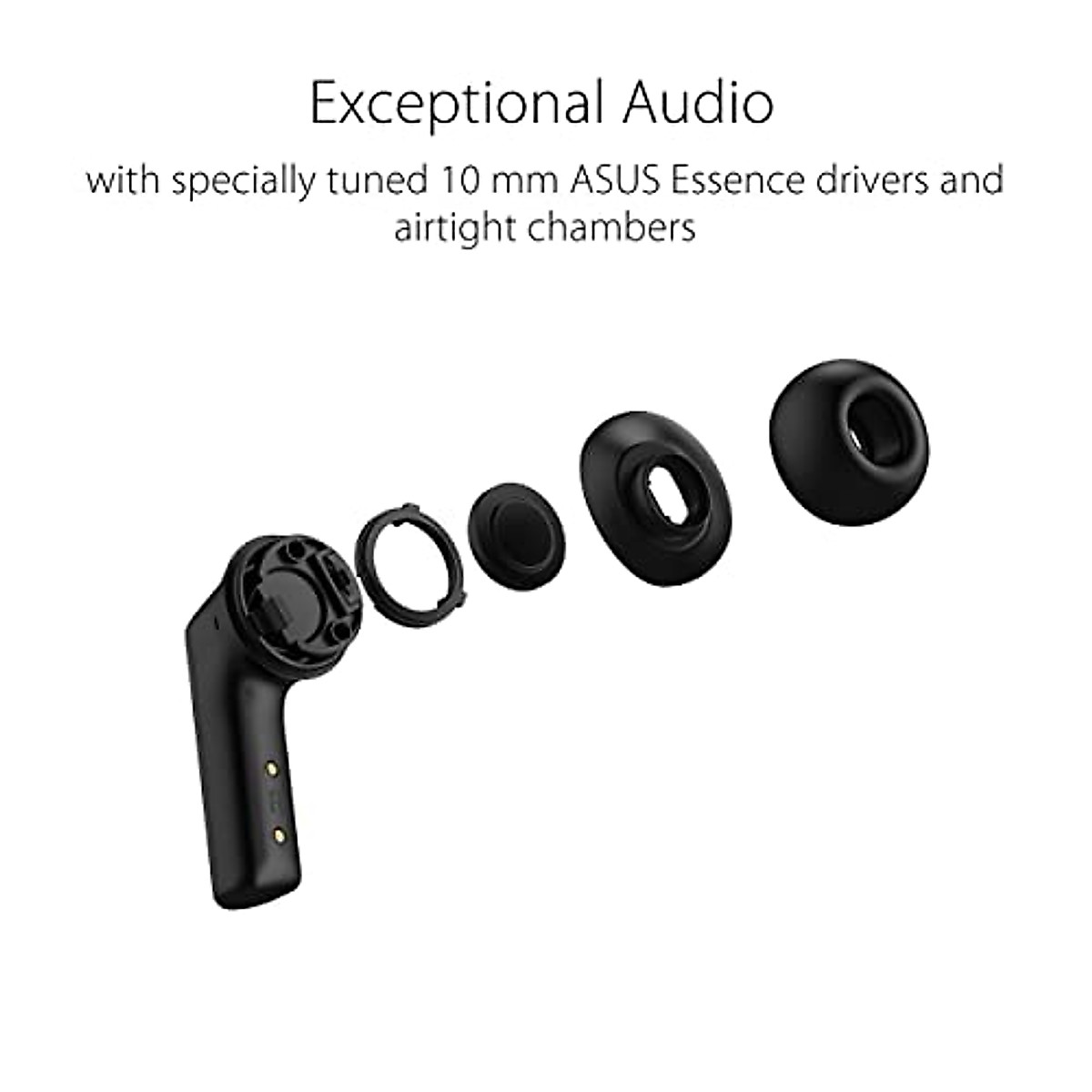 ASUS ROG Cetra True Wireless Gaming Headphones (Low-Latency Bluetooth Earbuds, Active Noise Cancelation, 27-Hour Battery Life, IPX4 Water Resistance, Wireless Charging)- Black