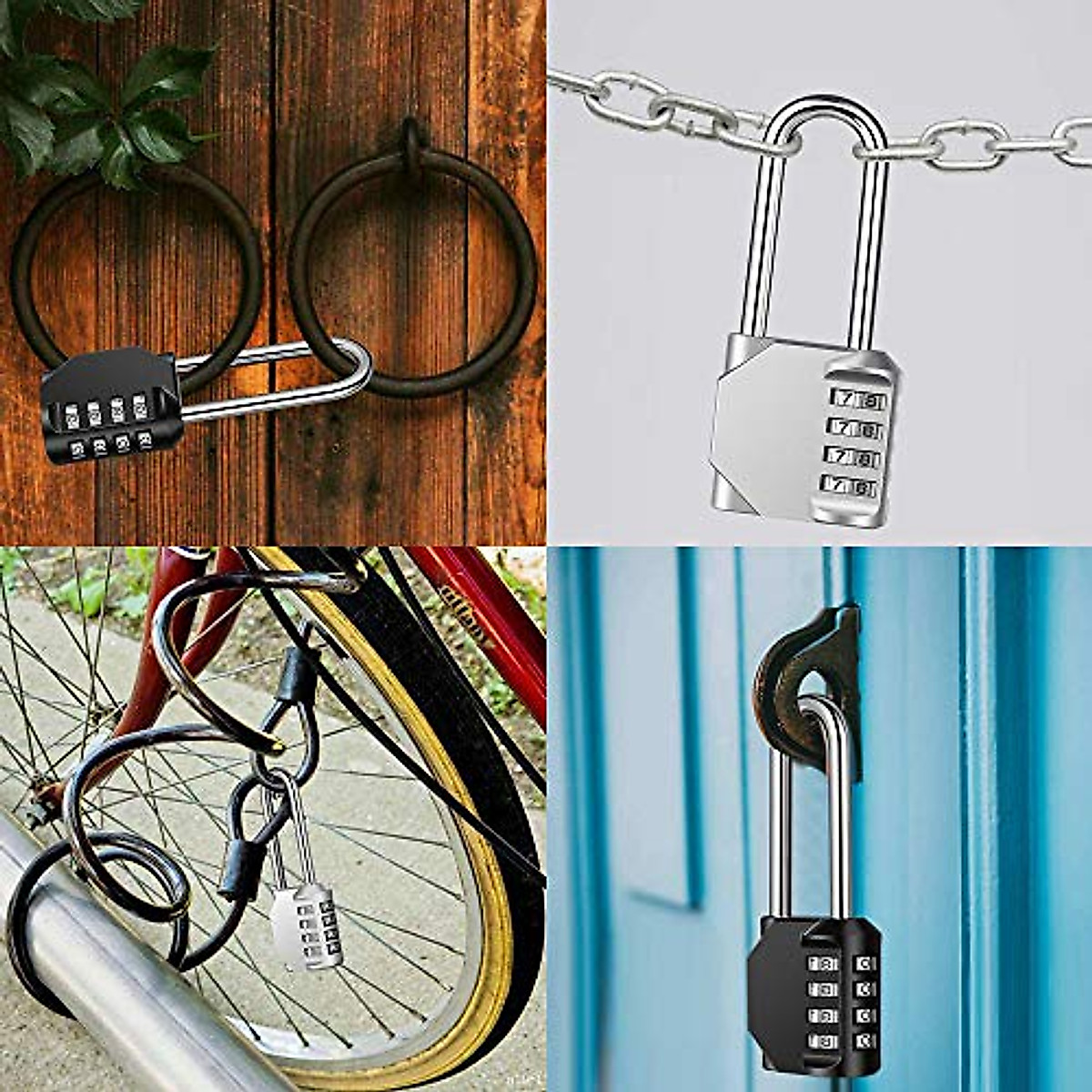 Disecu 2.5 Inch Long Shackle Combination Lock 4 Digit Outdoor Waterproof Padlock for School Locker, Gym Locker, Hasp Cabinet, Gate, Fence, Toolbox (Black, 2 Pack)