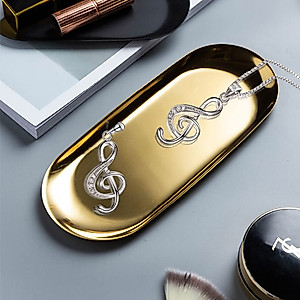 WEILYDF Music Note Pendant Necklace 925 Sterling Silver Cubic Zirconia Jewelry for Women Girl Box Chain 18"