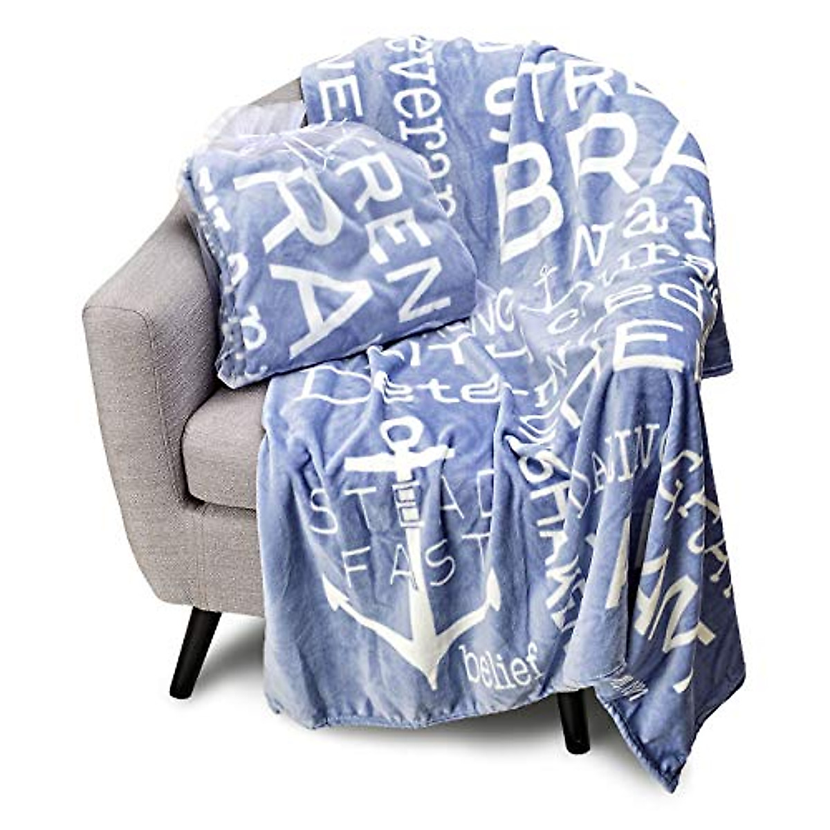 BlankieGram “Bravery” Throw Blanket – Gift Ideas and Gifts for Women and Men Make Great Comfort Gifts, Blue
