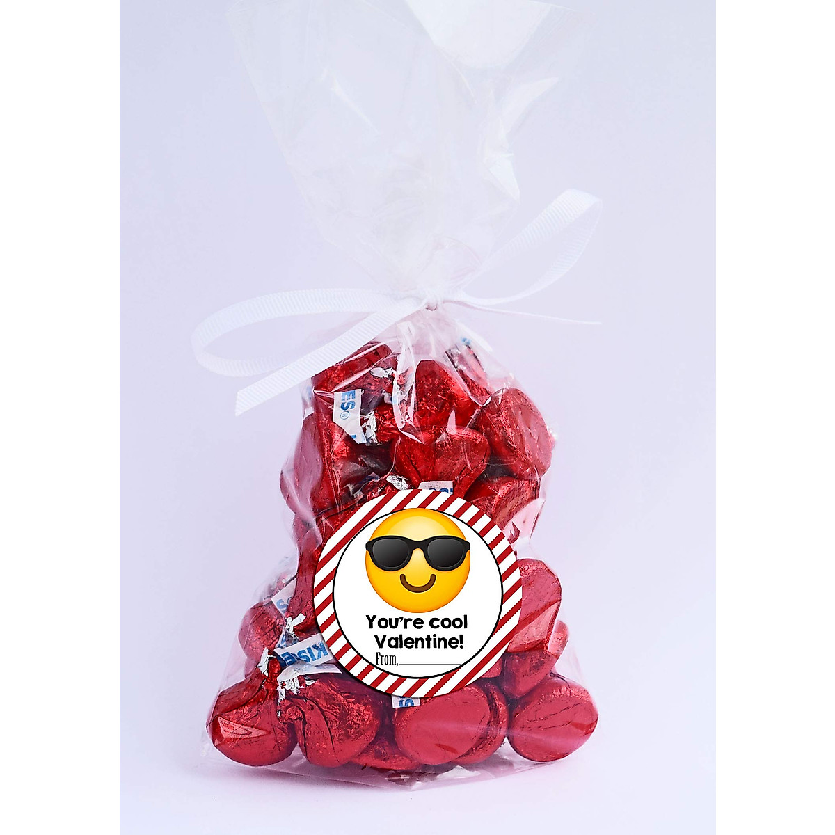 Cool Emoji with Sunglasses Valentine Party Favor Sticker Labels, 40 2" Party Circle Stickers by AmandaCreation, Great for Classroom Valentines, Envelope Seals, Gifts & Treats