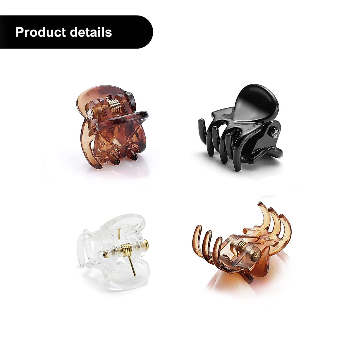 48pcs Mini Hair Claw Clips for Women Girls, Small Tiny Hair Clips Claws Little Plastic Jaw Clamps Clips with Transparent Box (Black/Brown/Clear)…